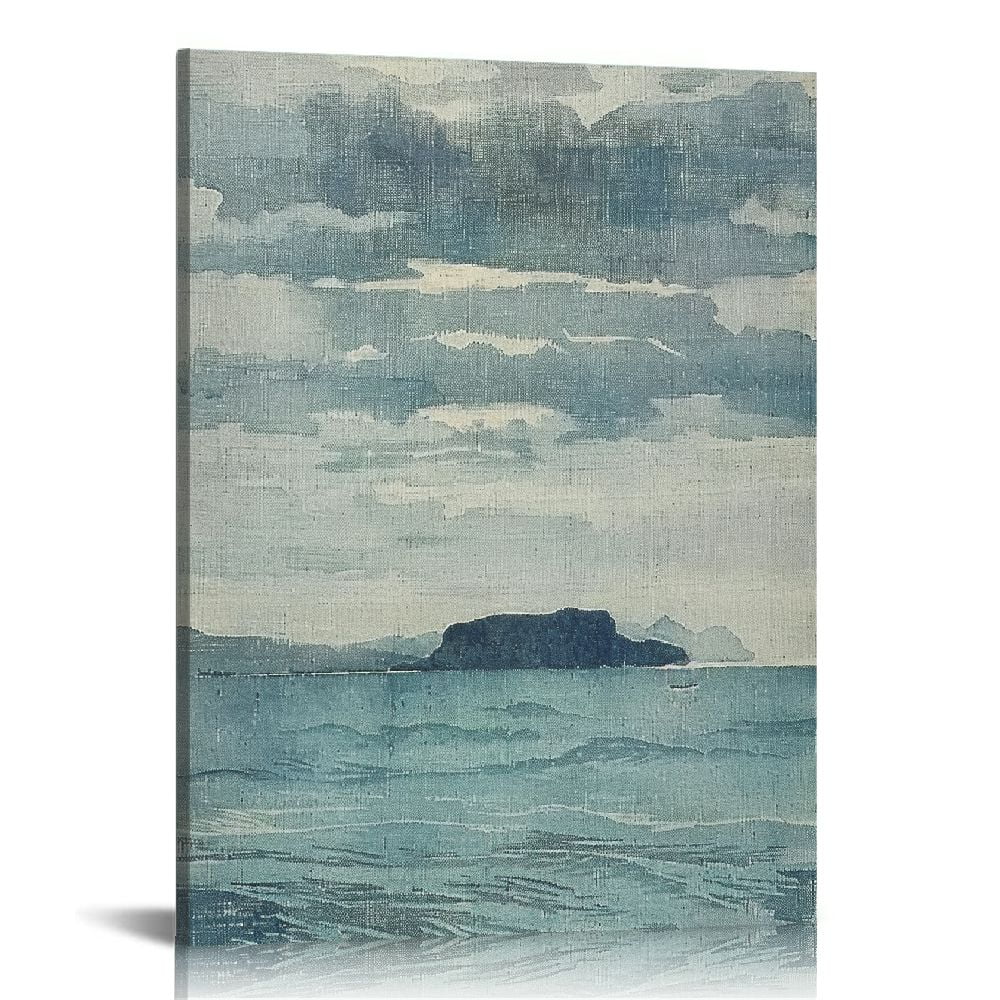 ONETECH Ocean Sky Canvas Wall Art, Retro Ocean Seagull Sky Wall ...