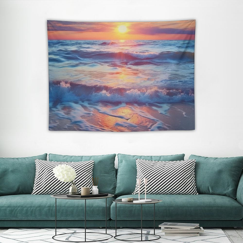 ONETECH Ocean Tapestry Wall Hanging, Sea Beach Wave Sun Cloud Landscape ...