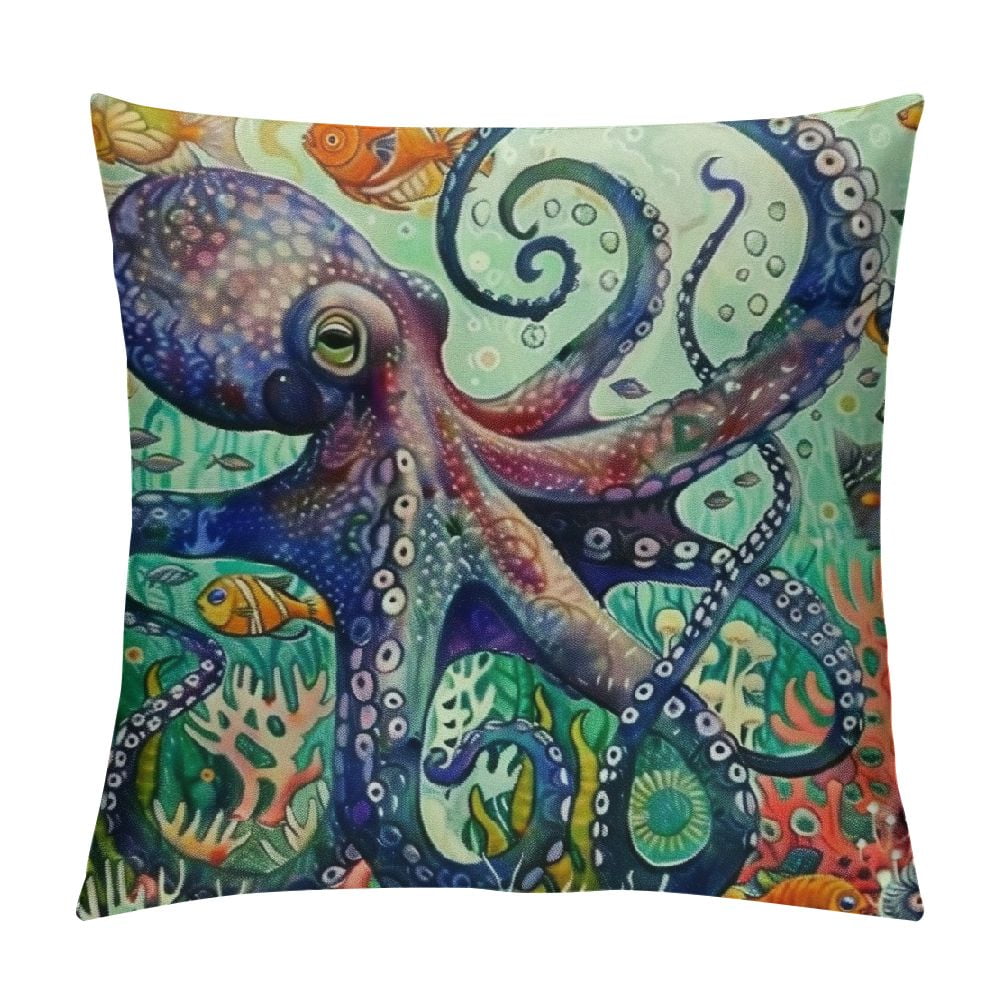 FUMJ Ocean Theme Nautical Decorative Pillow Covers, Octopus Whale ...