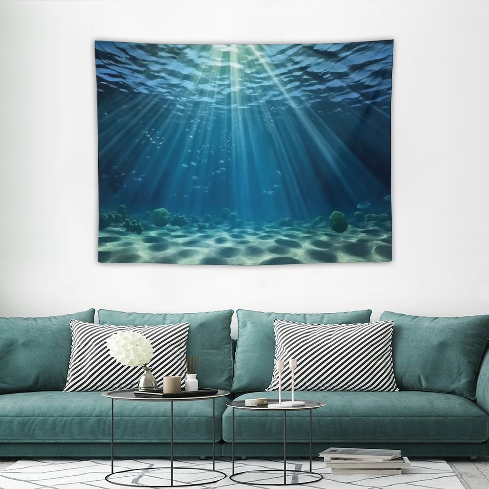 ONETECH Ocean Wall Hanging Tapestry,Bright Gravelly Bottom and Wavy ...