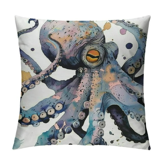 FUMJ Octopus Bed Pillow Covers, Watercolor Ocean Sea Octopus Decorative ...