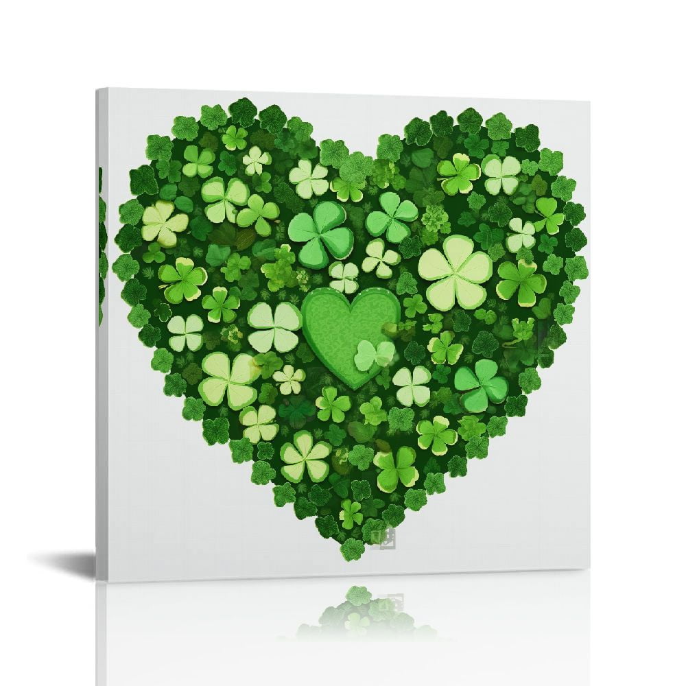 ONETECH Oil Painting Canvas Wall Art Print Picture, Green Shamrock ...
