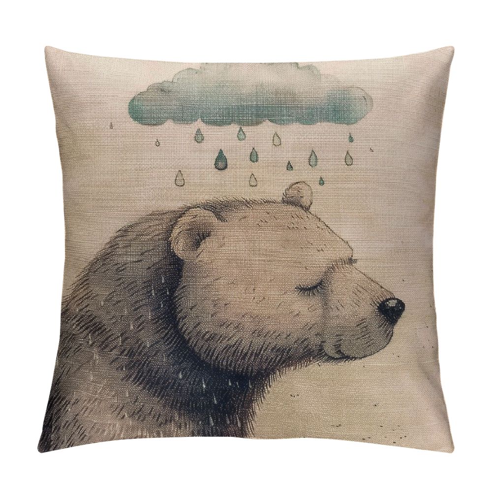 FUMJ Oil Painting Lovely Animal Brown Bear Home Decorative Throw Pillow ...