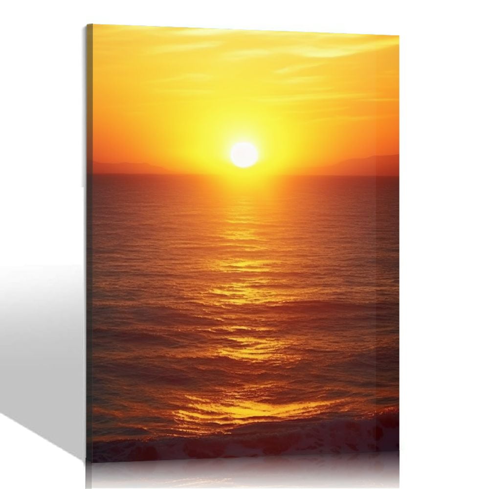 ONETECH Open Sea Sunset Wall Art for Living Room Decor Framed Sun ...