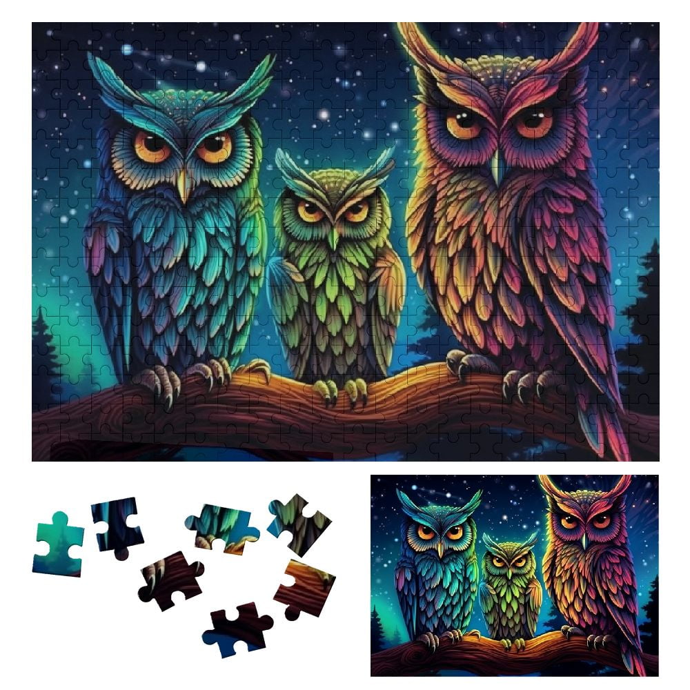 ONETECH Owls Night Sky Stars Wooden Jigsaw Puzzle for Adults and Kids ...