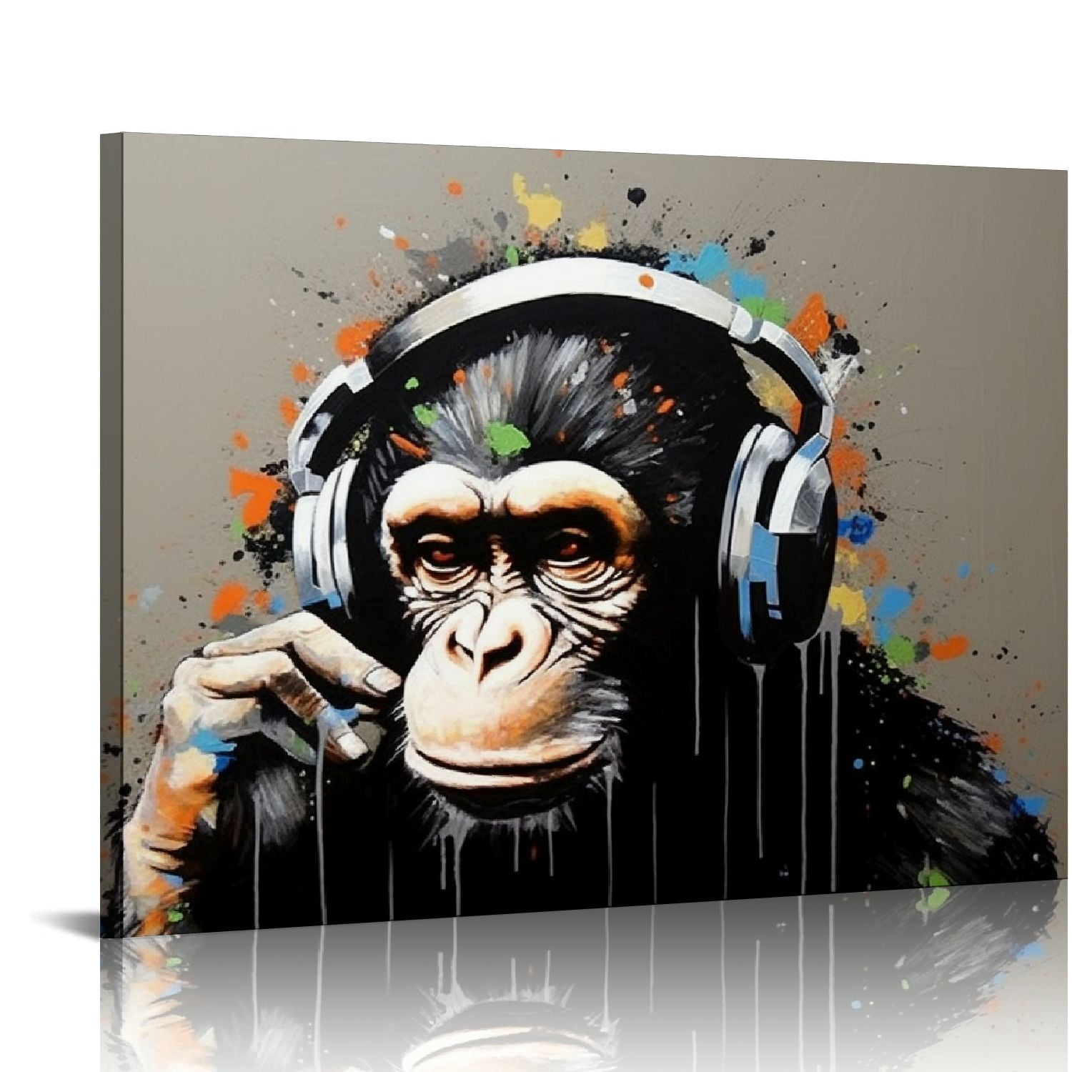 ONETECH Painted by Listen to Music Gorilla Canvas Pictures Large Canvas ...