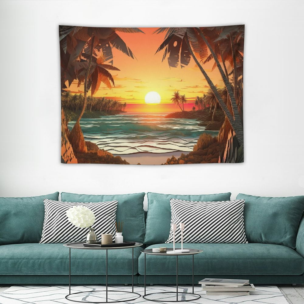ONETECH Palm Tree Silhouette Tapestries Tropical Beach Sunset Summer ...