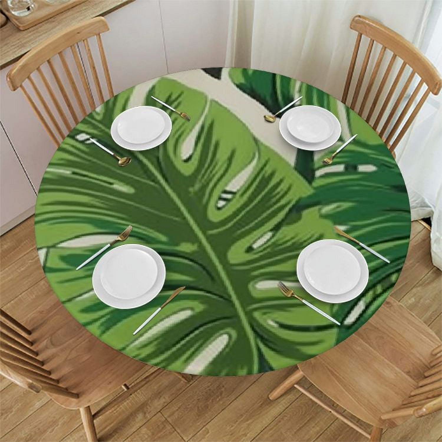 ONETECH Palm Tree Table cover Green Leaves Round Table cover Exotic ...