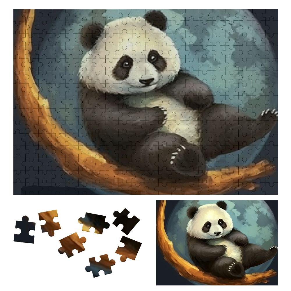 ONETECH Panda Bear Moon Fantasy Art Wooden Jigsaw Puzzle for Adults and ...