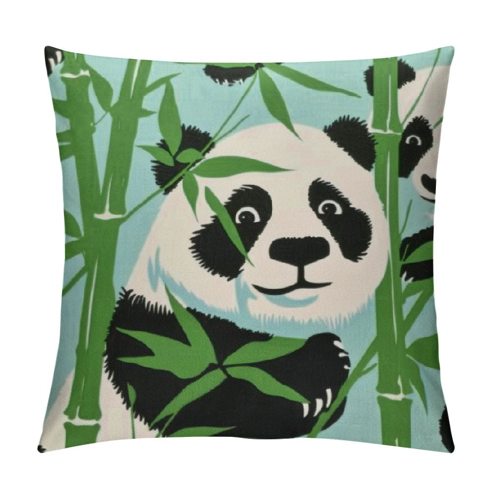 ONETECH Pandas Bamboo Throw Pillow Covers Spring Decorative Pillow ...