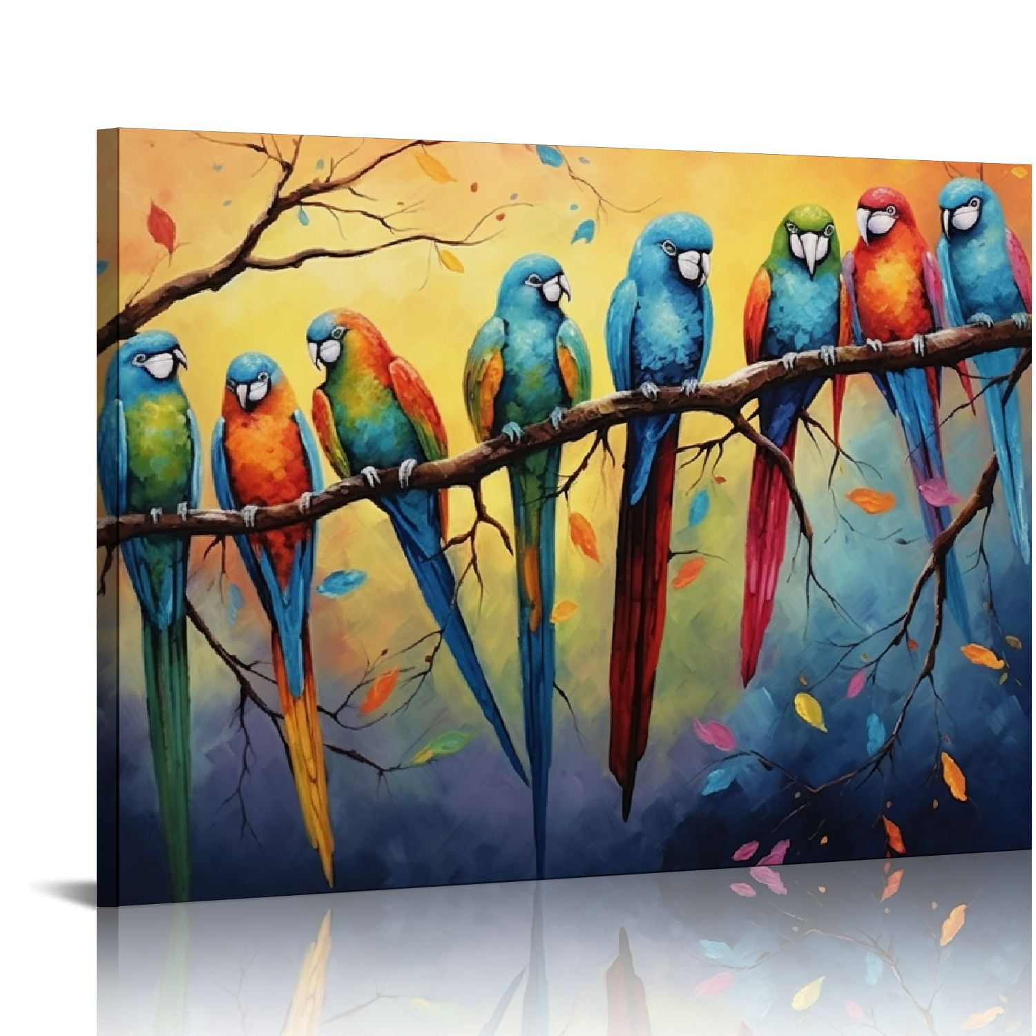 ONETECH Parrot Canvas Wall Art Colorful Birds Painting Picture Prints ...