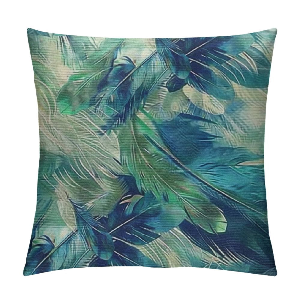 ONETECH Peacock Feather Throw Pillow Case Cushion Cover Watercolor ...