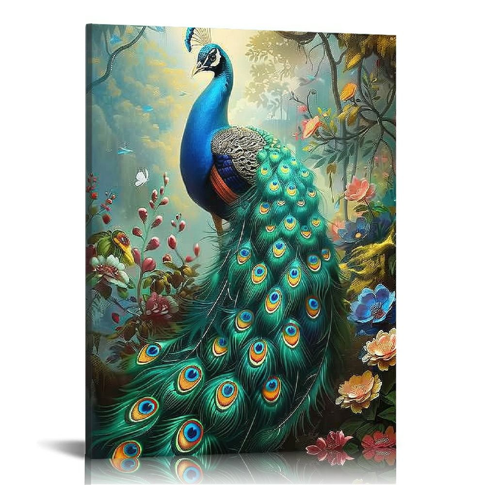 ONETECH Peacock Printed Canvas Wall Art, Perfect for Home Decor, Gifts ...