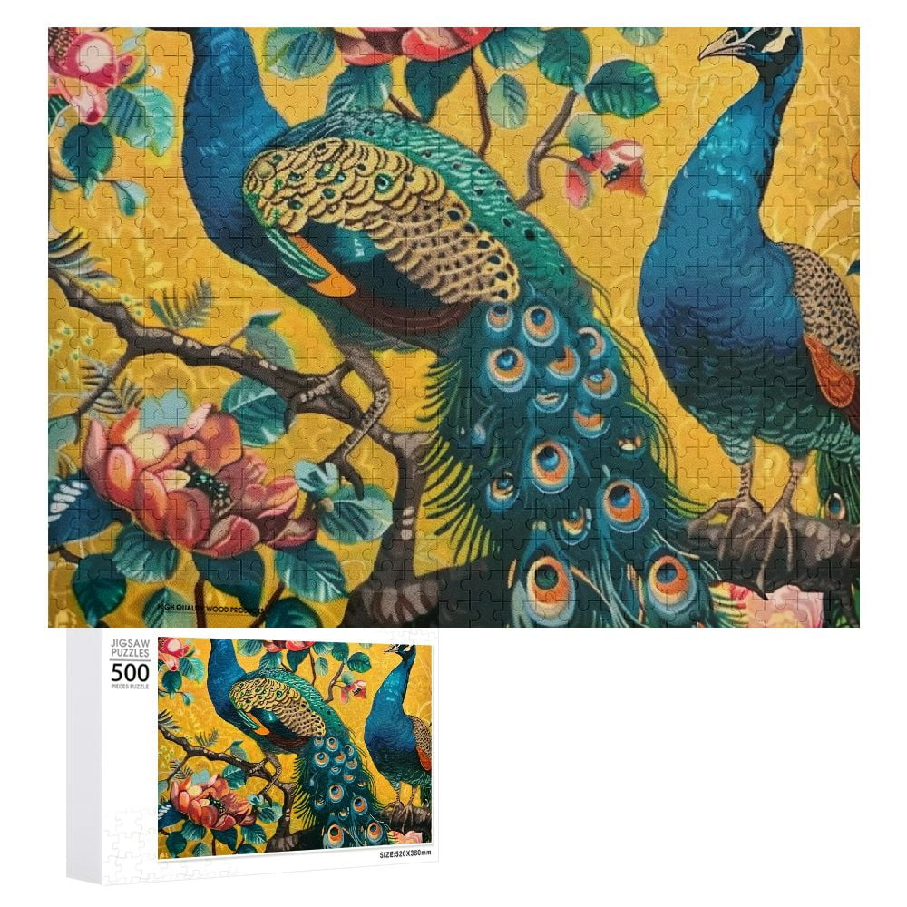 ONETECH Peacocks Flowers Tree Branch Wooden Jigsaw Puzzle Challenging ...