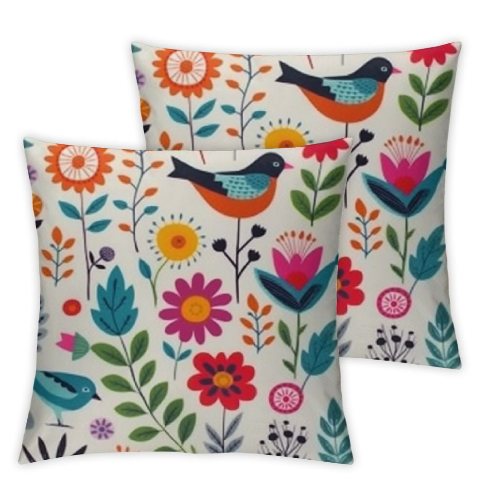 ONETECH Pillow Case Country Spring Flowers Birds Leaves Country Garden ...