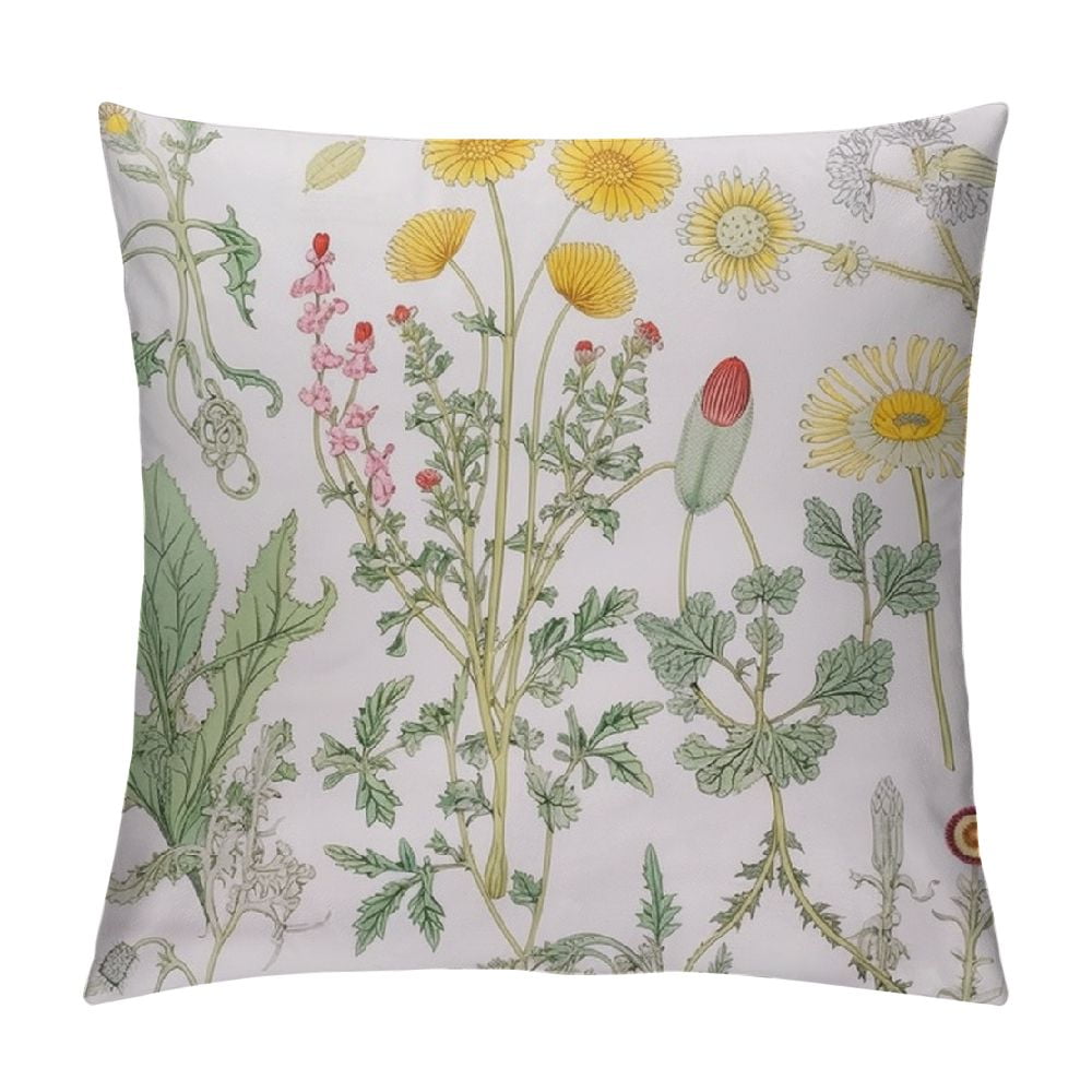ONETECH Pillow Cases,Pillowcases, White with Yellow Botanical Flowers ...