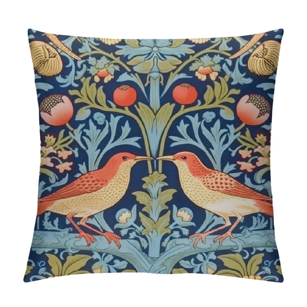 ONETECH Pillow Covers Colorful Pimpernel Red Strawberry Bird Flower ...