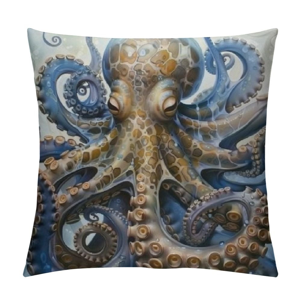 ONETECH Pillow Cushion Case Blue Octopus Outdoor Sofa Cushion Cover ...