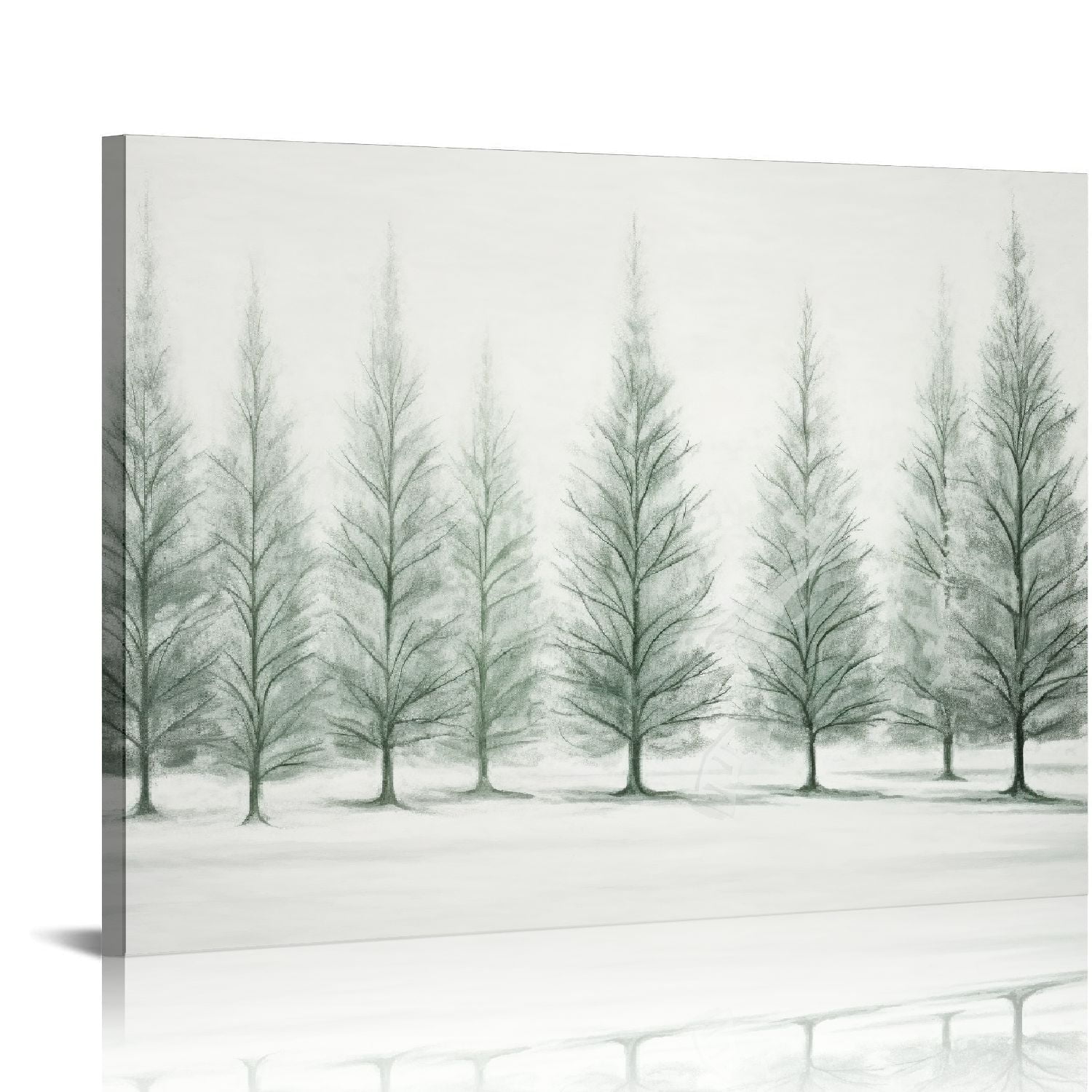ONETECH Pine Tree Forest Canvas Print Wall Art Green Tree Painting ...