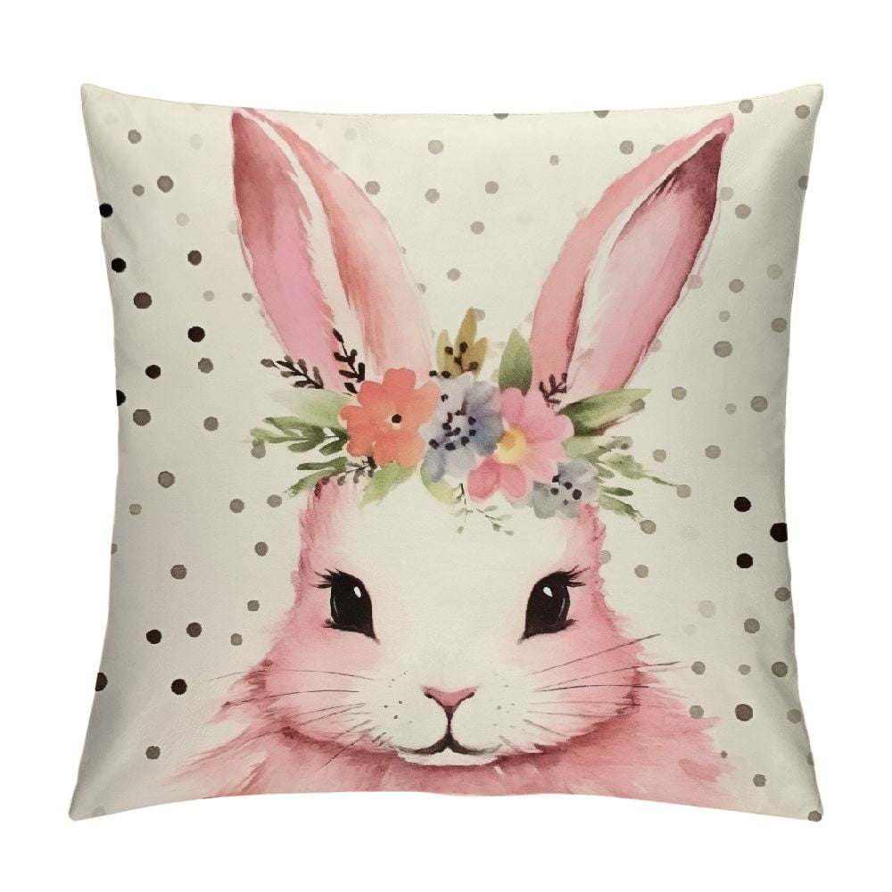 ONETECH Pink Bunny Throw Pillow Cover, Rabbit Cushion Case Decoration ...