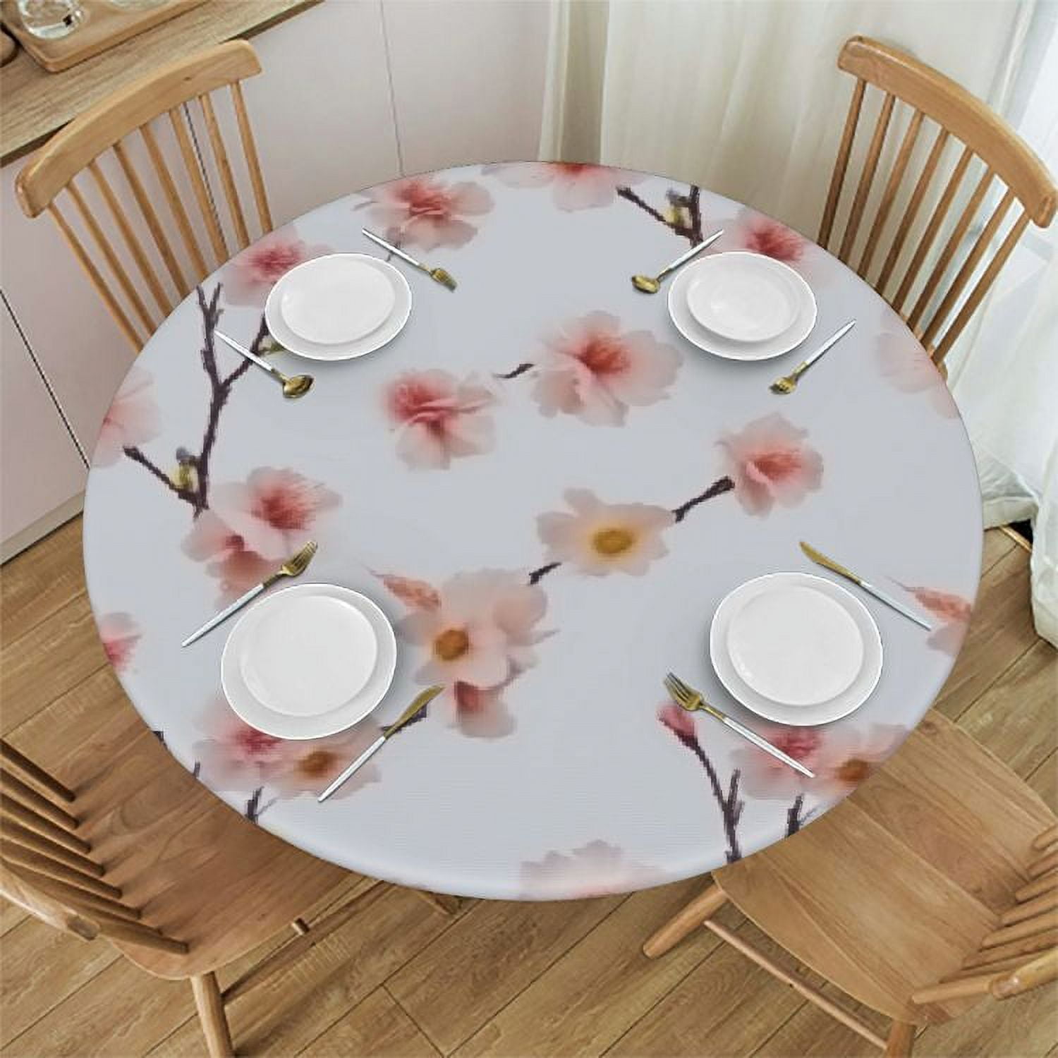 ONETECH Pink Cherry Blossoms Round Tablecloth Heat Resistant Table ...