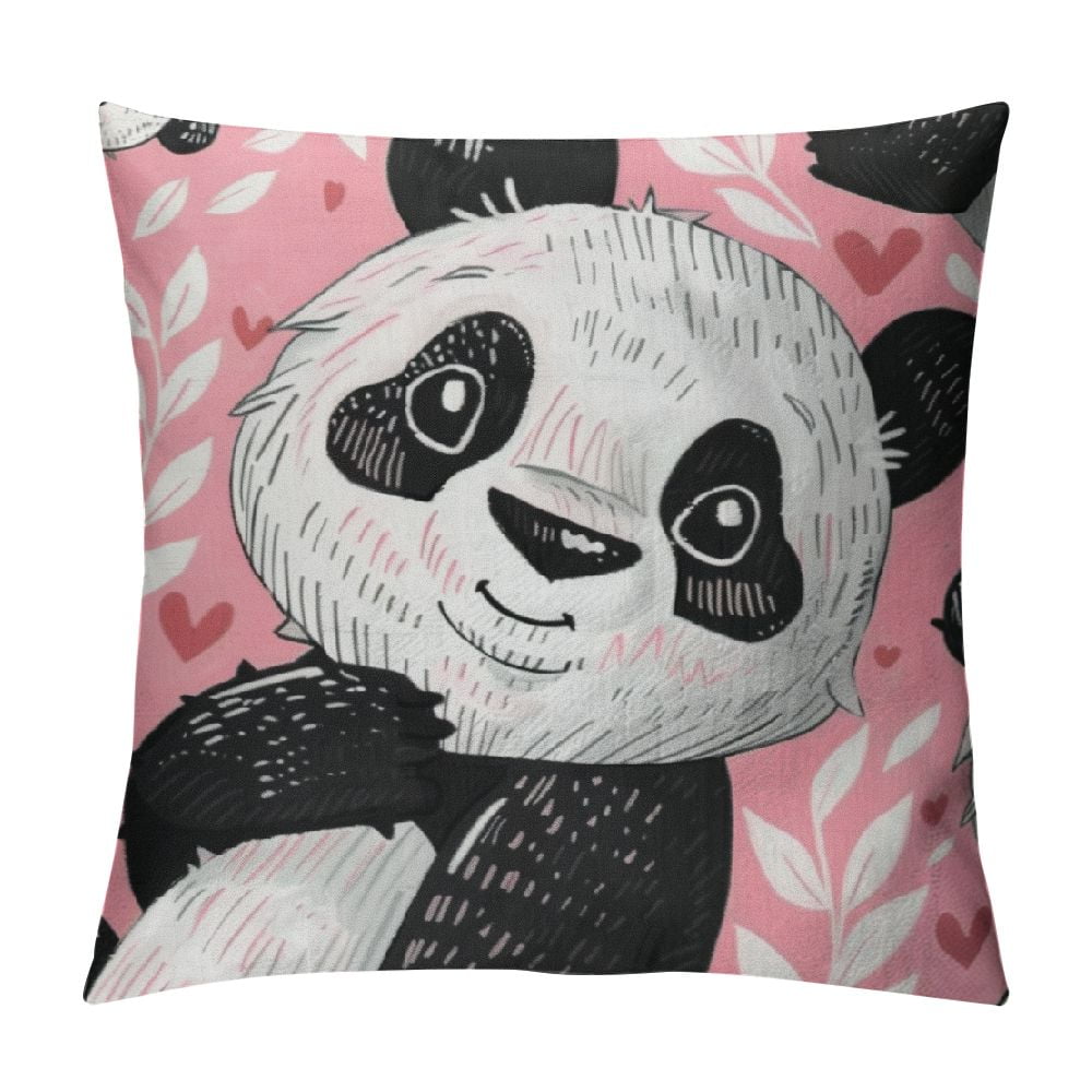 ONETECH Pink Cute Panda Pillow Covers , Pillow Cover Cushion Case for ...