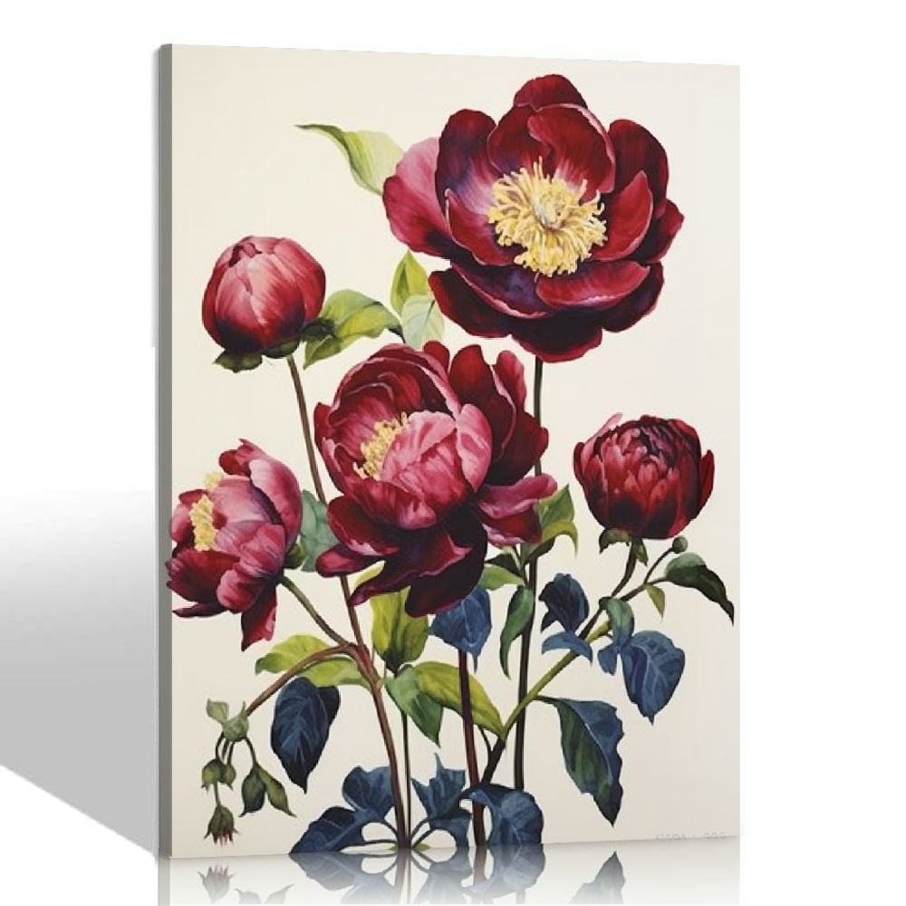 ONETECH Plant Canvas Wall Art floral Peonies watercolor print printable ...