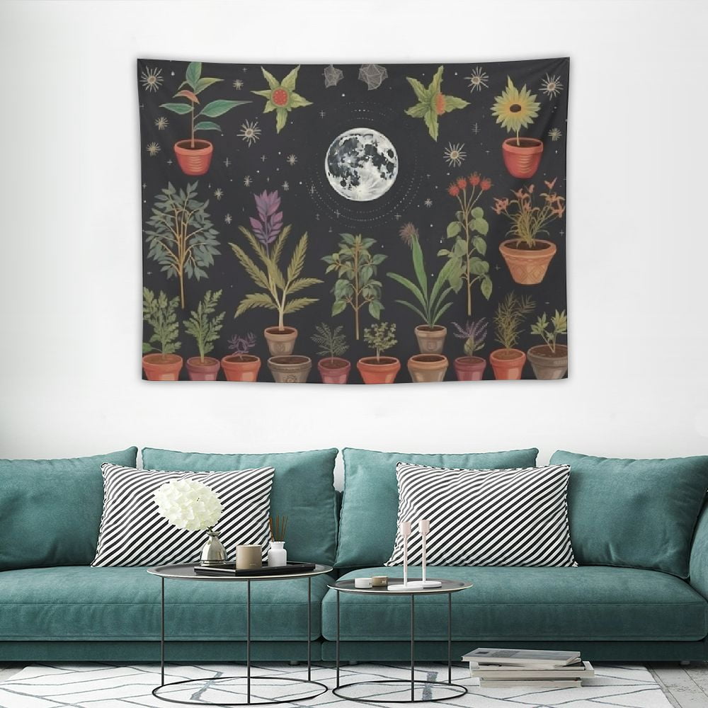 ONETECH Plant Tapestry, Nature Moon Phase Tapestry Wall Hanging ...