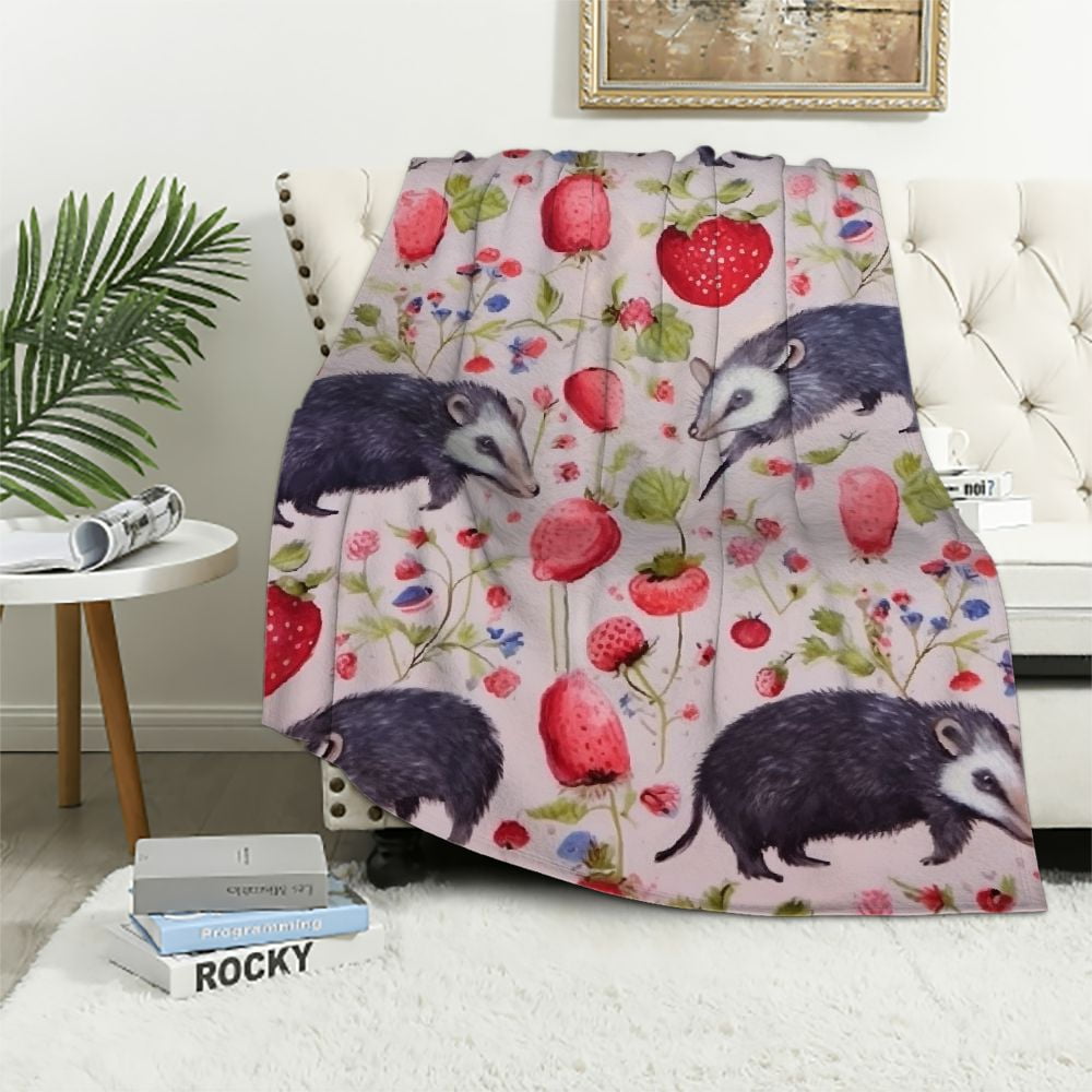ONETECH Possum Flannel Throw Blanket Twin Kids Cute Opossum Animal All ...