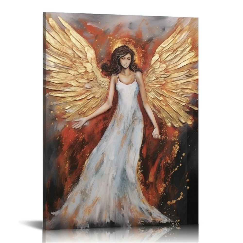 ONETECH Posters Abstract White Guardian Angel Painting Maiden Angel ...