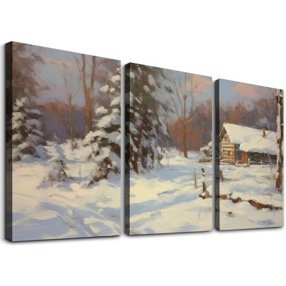 ONETECH Posters Winter Mountain Snow Covered Trees at Sunset Wall Art ...