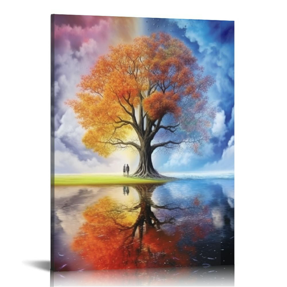 ONETECH Posters & Prints Four Season Tree of Life Poster Canvas Wall ...