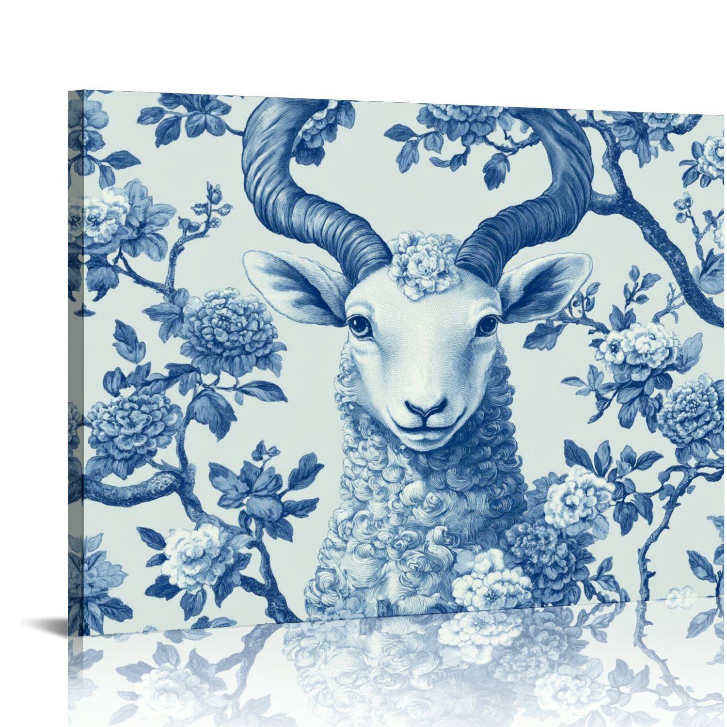 ONETECH Print On Canvas - A Head of a Lamb in Light Blue Wall Art for ...