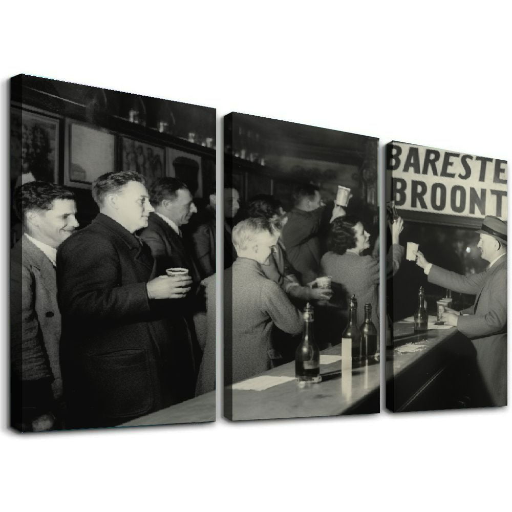 ONETECH Prohibition Wall Art,Black And White Vintage Wall Art,Bar Wall ...