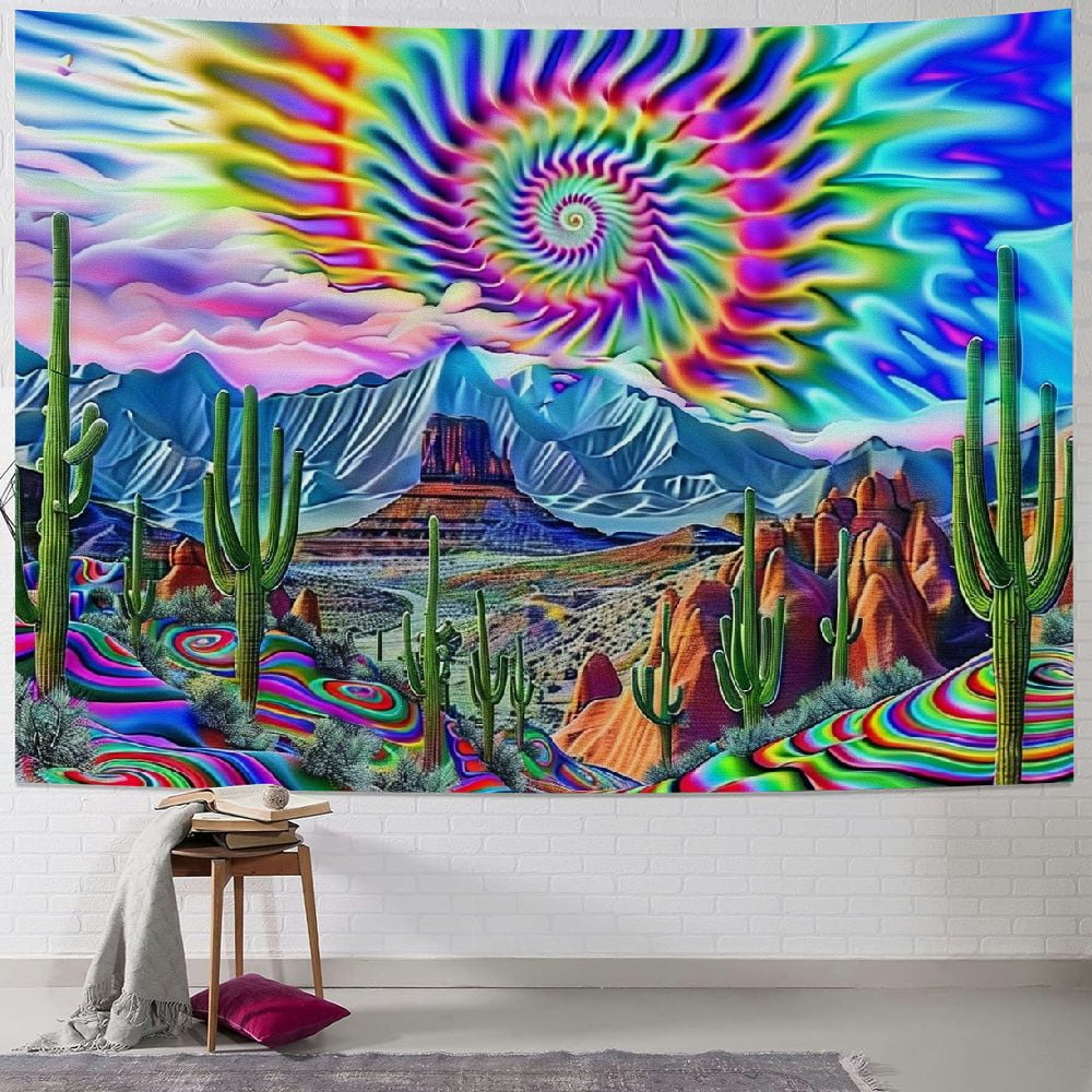 ONETECH Psychedelic Tapestry Trippy Mountain Cactus Tapestry Mystic ...