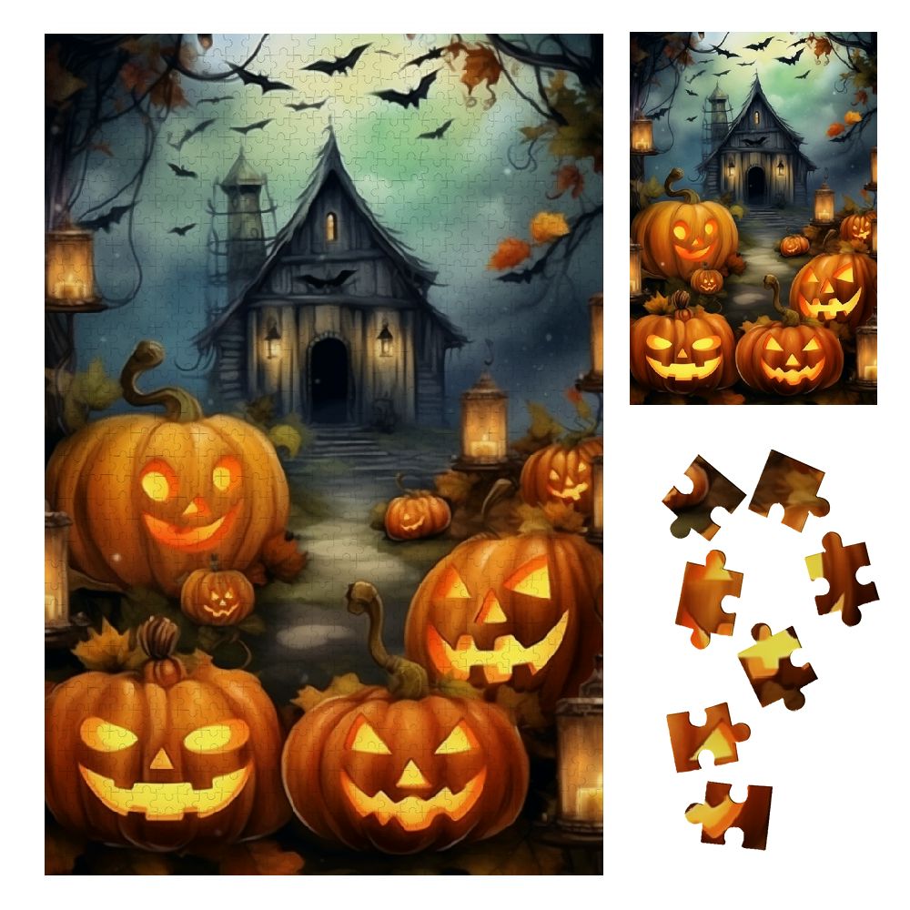 ONETECH Pumpkin Poster Wooden Jigsaw Puzzle Vertical Style Puzzle for ...