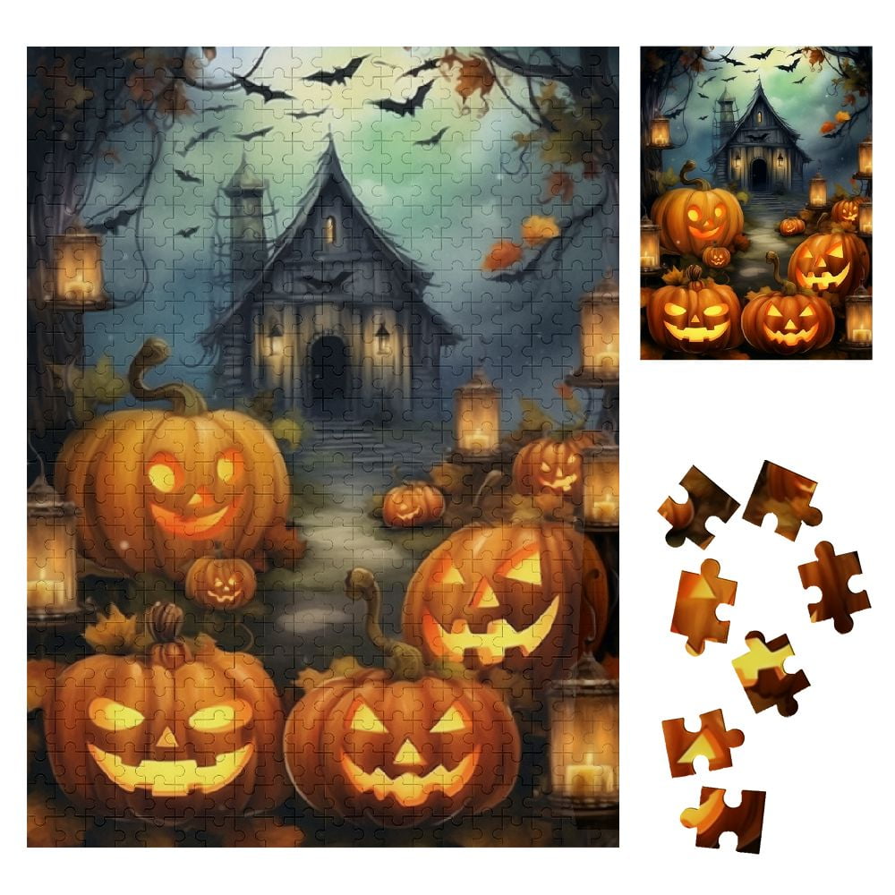 ONETECH Pumpkin Poster Wooden Jigsaw Puzzle Vertical Style Puzzle for ...