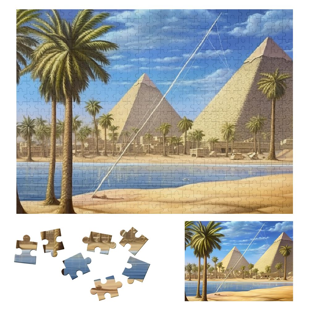ONETECH Pyramids Palm Trees Egyptian Art Wooden Jigsaw Puzzle Gift for ...