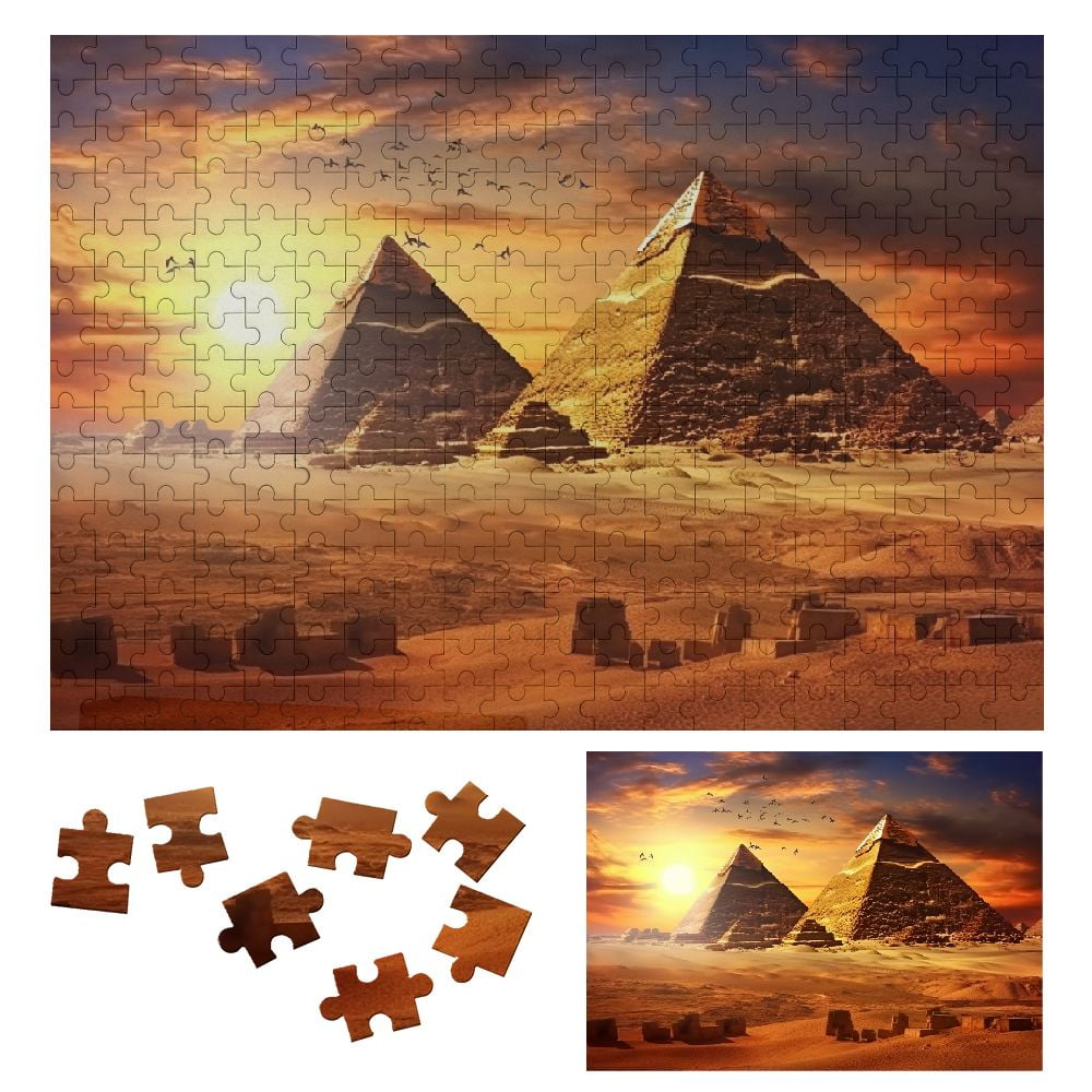 ONETECH Pyramids Sunset Egyptian Art Wooden Jigsaw Puzzle for Adults ...