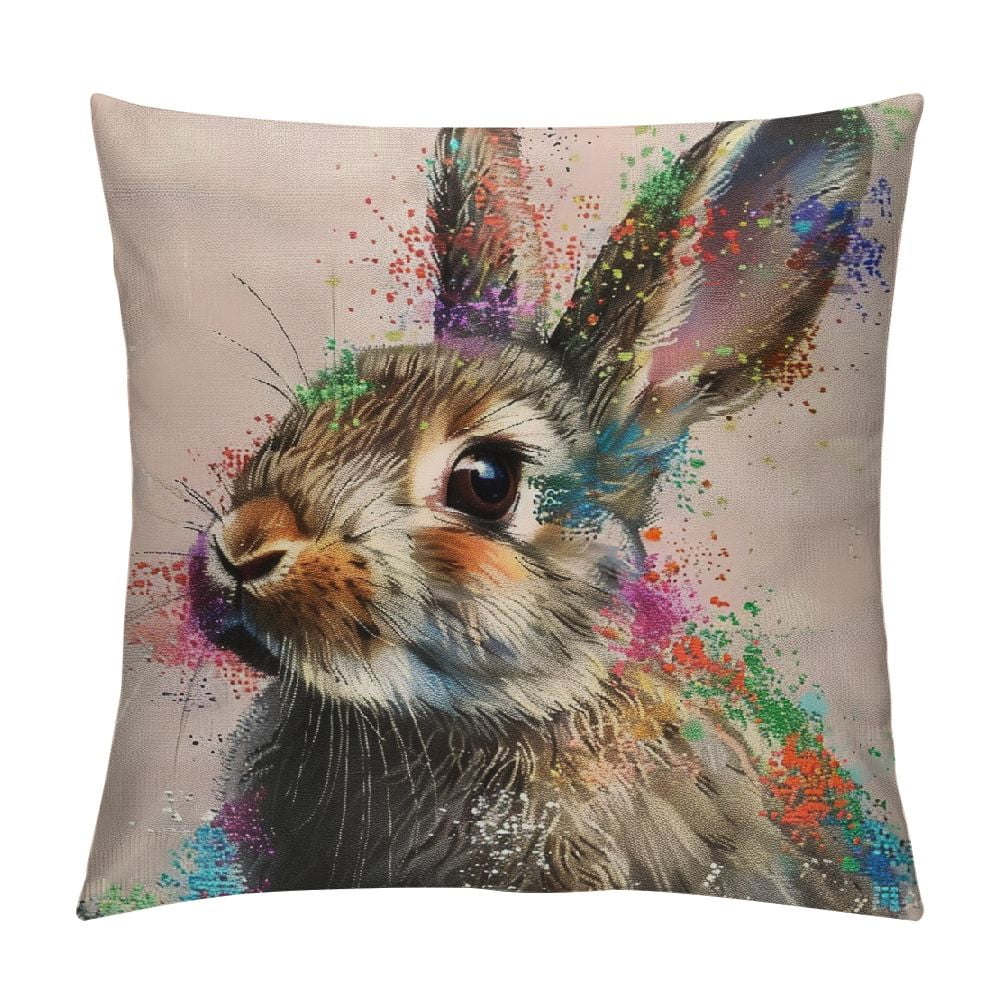 ONETECH Rabbit Throw Pillow Cover Tie Dye Pillow Cover Cute Animal ...