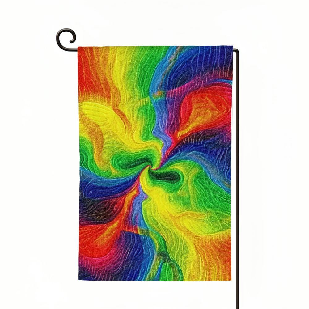 ONETECH Rainbow Colors Swirls Psychedelic Art Garden Flag 12x18in White ...