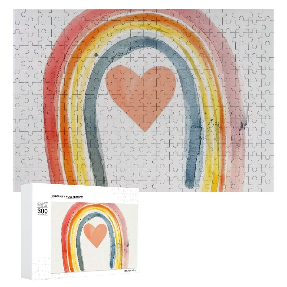 ONETECH Rainbow Heart Sticker Wooden Jigsaw Puzzle Challenging ...