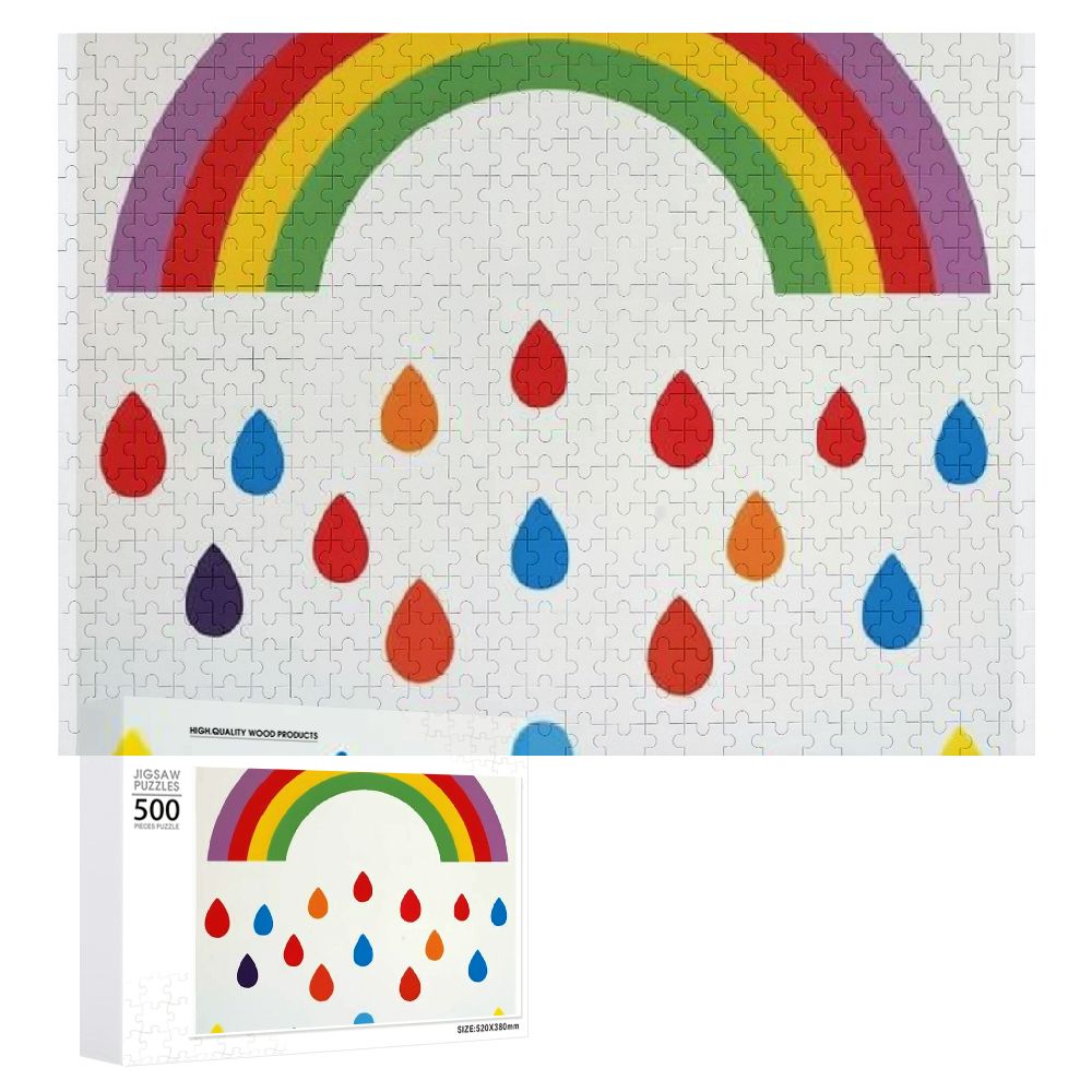 ONETECH Rainbow Rain Drops White Background Wooden Puzzle for Adults ...