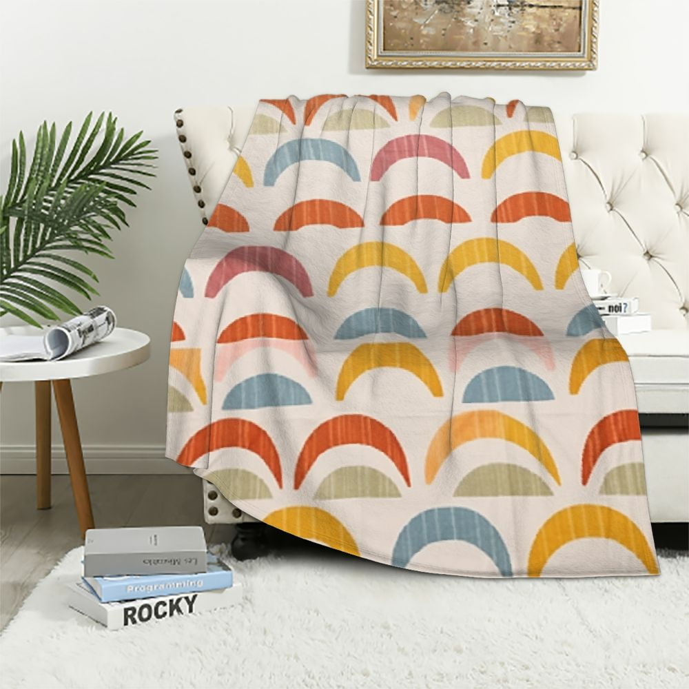 ONETECH Rainbow Throw Blanket,Cute Colorful Boho Abstract Rainbows ...