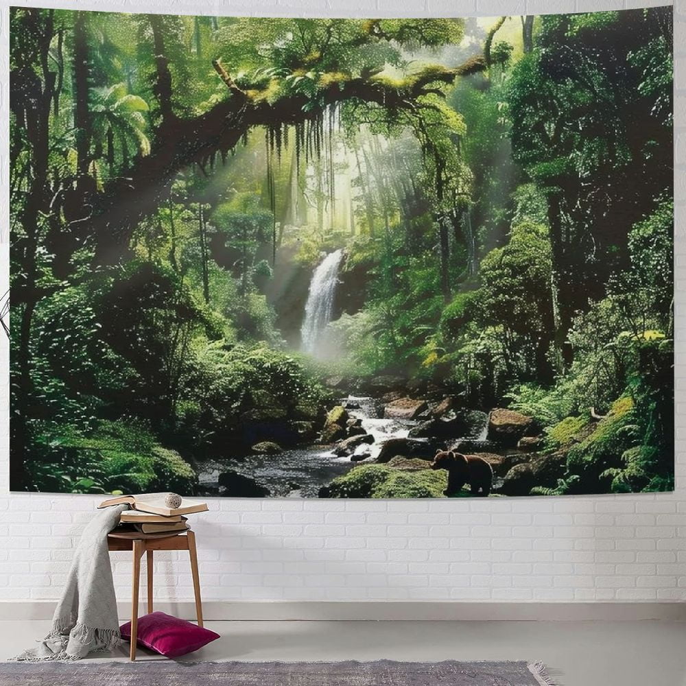 ONETECH Rainforest Landscape Tapestry Wall Hanging Green Forest ...