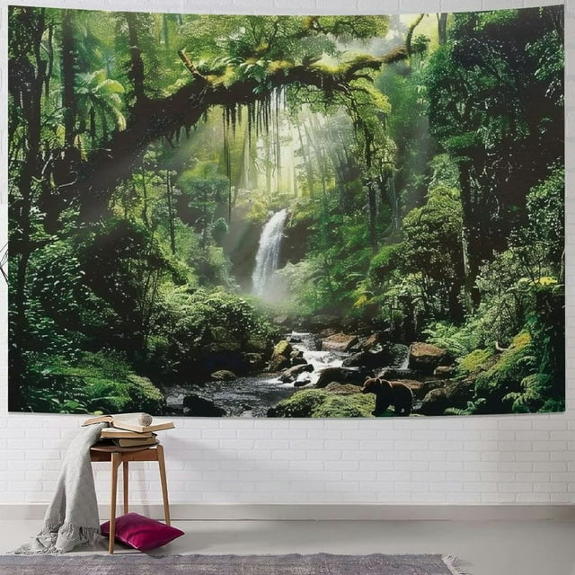 ONETECH Rainforest Landscape Tapestry Wall Hanging Green Forest ...