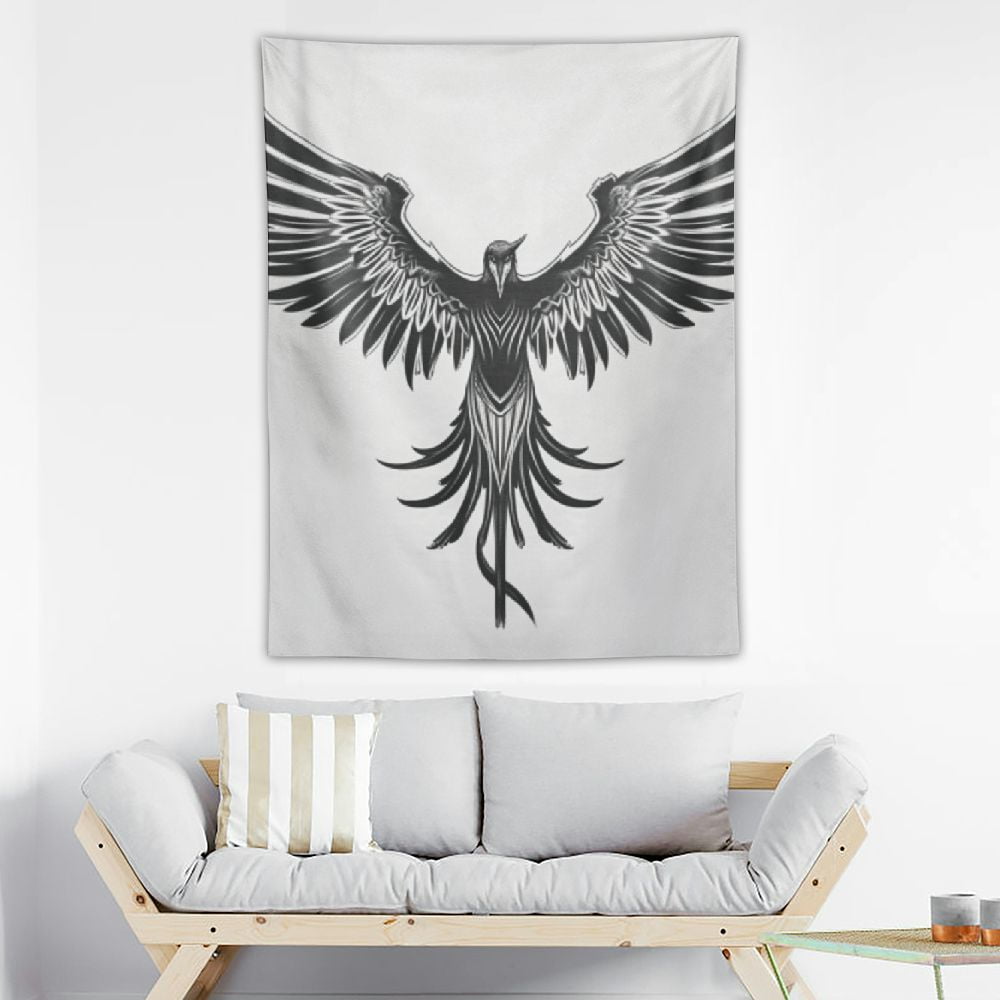 ONETECH Raven Tapestry, Norse Theme Bird in Celtic Design Monochrome ...