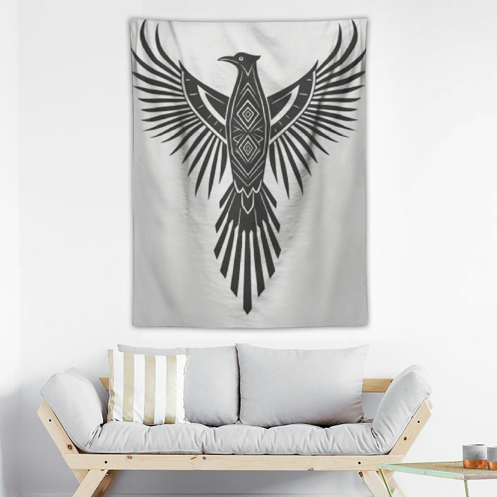 ONETECH Raven Tapestry, Norse Theme Bird in Celtic Design Monochrome ...