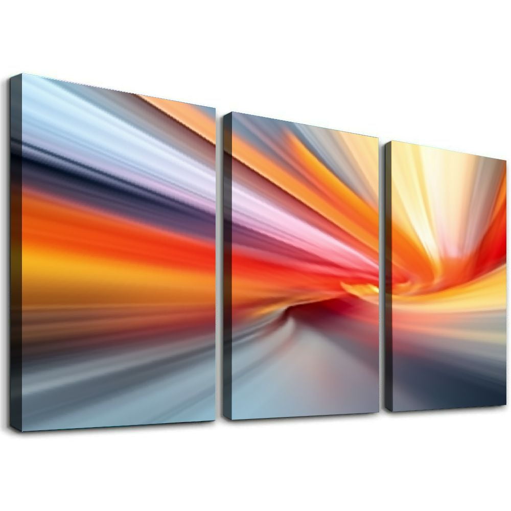 ONETECH Rays of Speed Large Lines Abstract Canvas art print 12''x16''X3 ...