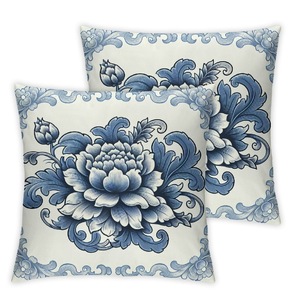 ONETECH Red Chinese Blue White Porcelain Flower Abstract China Asian ...